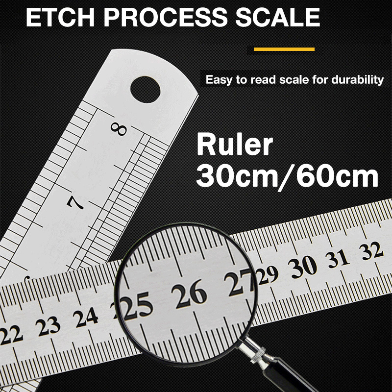 Stainless Steel Measuring Double-sided Scale Ruler 30cm/60cm High ...
