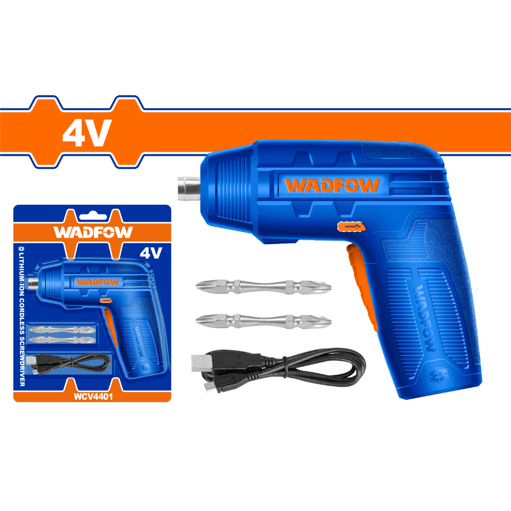 Wadfow 4V Lit-Ion Cordless Screwdriver Rechargeable Handheld WCV4401 ...