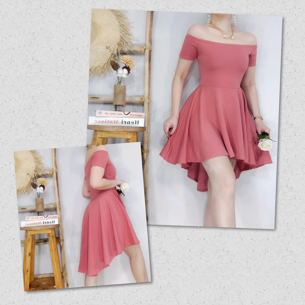 JER-JEN HAILYN CLASSY OFF SHOULDER ASYMMETRIC CUT CASUAL DRESS/ELEGANT ...