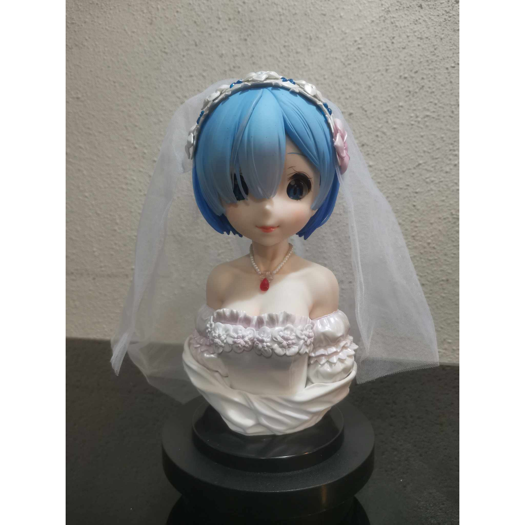 Rezero Re Zero Rem Ram head bust Wedding version ichiban kuji artscale ...