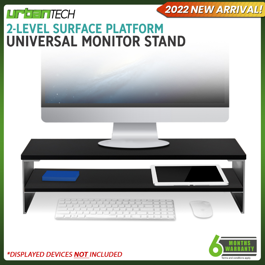 ID20F Universal Aluminum and Wood 2-Level Desktop Monitor Stand Laptop ...