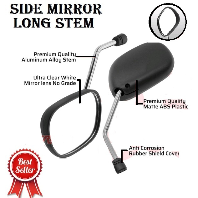 MOTORSTAR fox 125r | Motorcycle Clear Side Mirror Long Stem 1 Pair ...