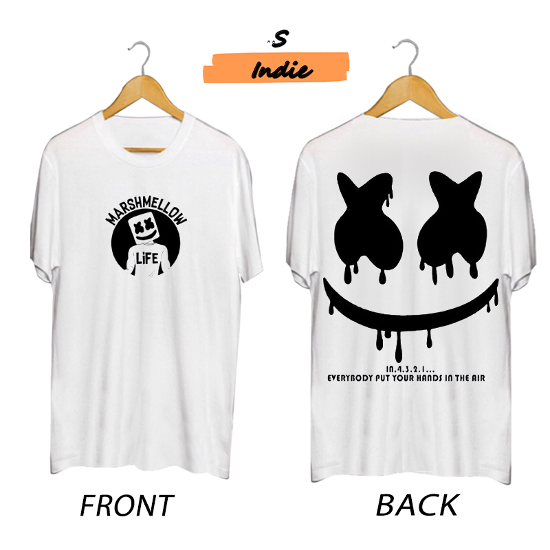 Marshmello pattern T-shirt with front and back printed unisex trend ...