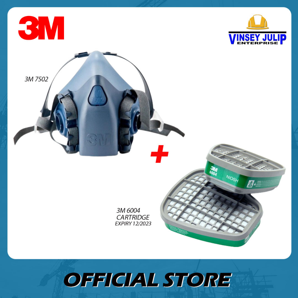 3M™ Half Facepiece Dual Cartridge Respirator 7502 with 3M 6004 Ammonia ...