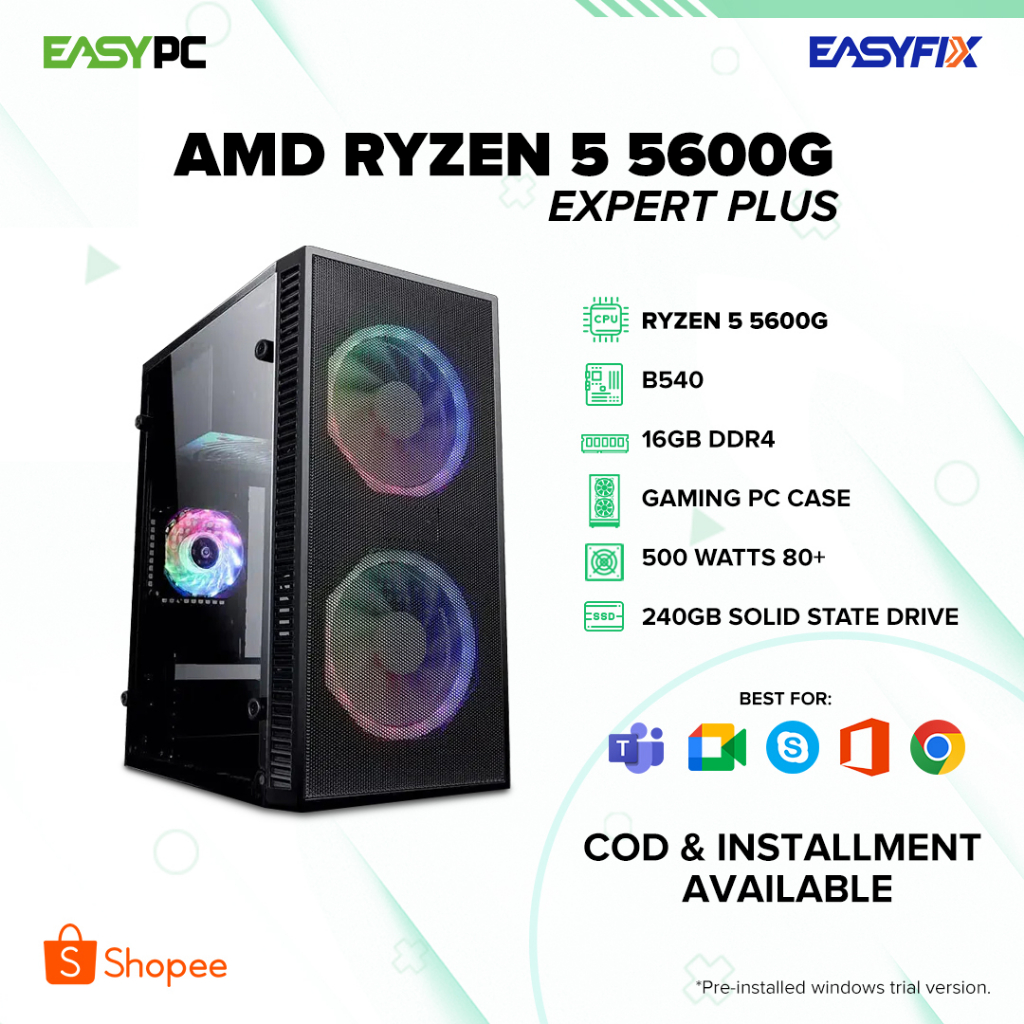 EasyPC | Easy Build RYZEN 5 5600G| B450| 16GB| 500W| 240GB| Desktop ...