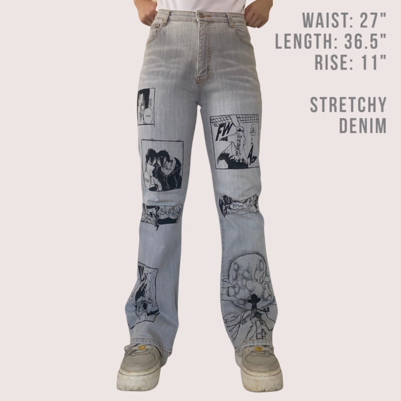 Hand-Painted Anime Jeans - Customized Naruto, Demon Slayer, Death Note ...