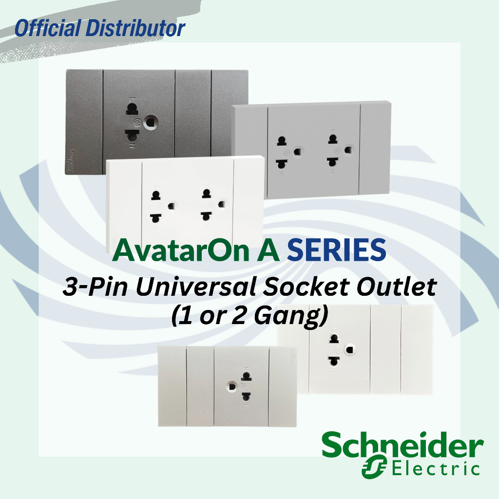 Schneider AvatarOn A 2"X4" 16A 250V 1 Or 2 Gang 3-Pin Universal Socket ...