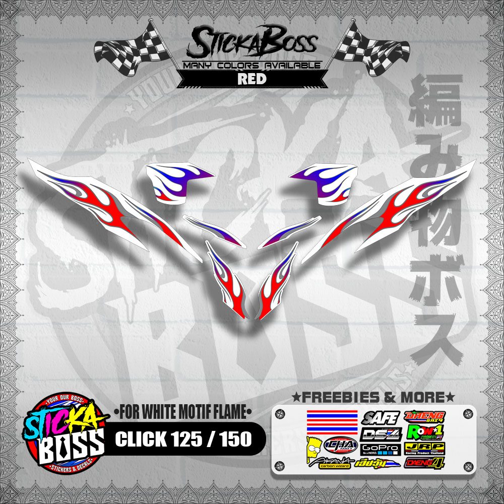 CLICK 125 / 150 V2 DECALS ( FOR WHITE MOTIF FLAME )【WITH FREEBIES ...