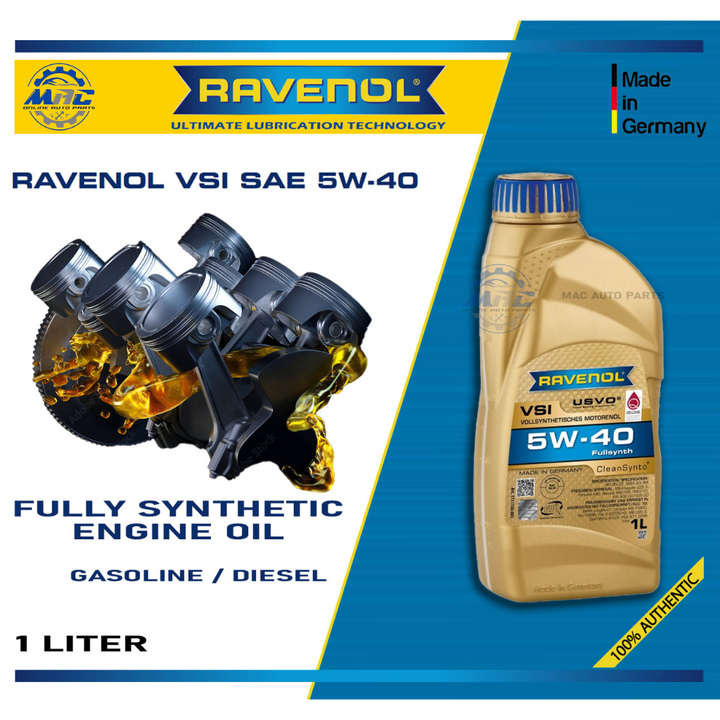 RAVENOL VSI 5W40 GASOLINE AND DIESEL ENGINE OIL FULLY SYNTHETIC 1 LITER ...