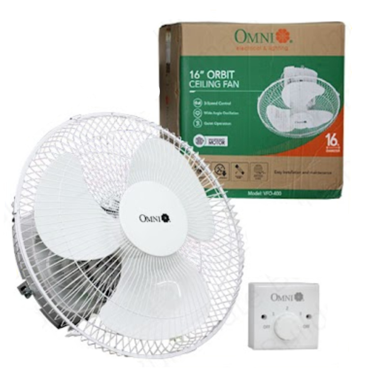 OMNI Ceiling Mounted Orbit Electric Fan 16" Inch 3 Speed Settings House ...