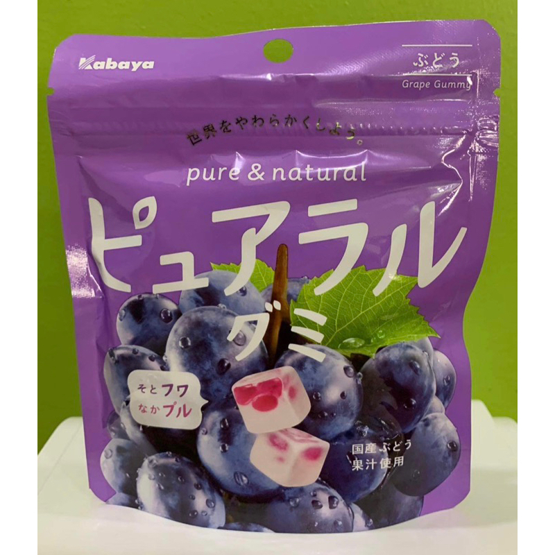 KABAYA JAPAN PURERAL (“PURE natuRAL”) Gummy, Soft Pure & Natural, Grape & Apple Flavor, 58 g ...