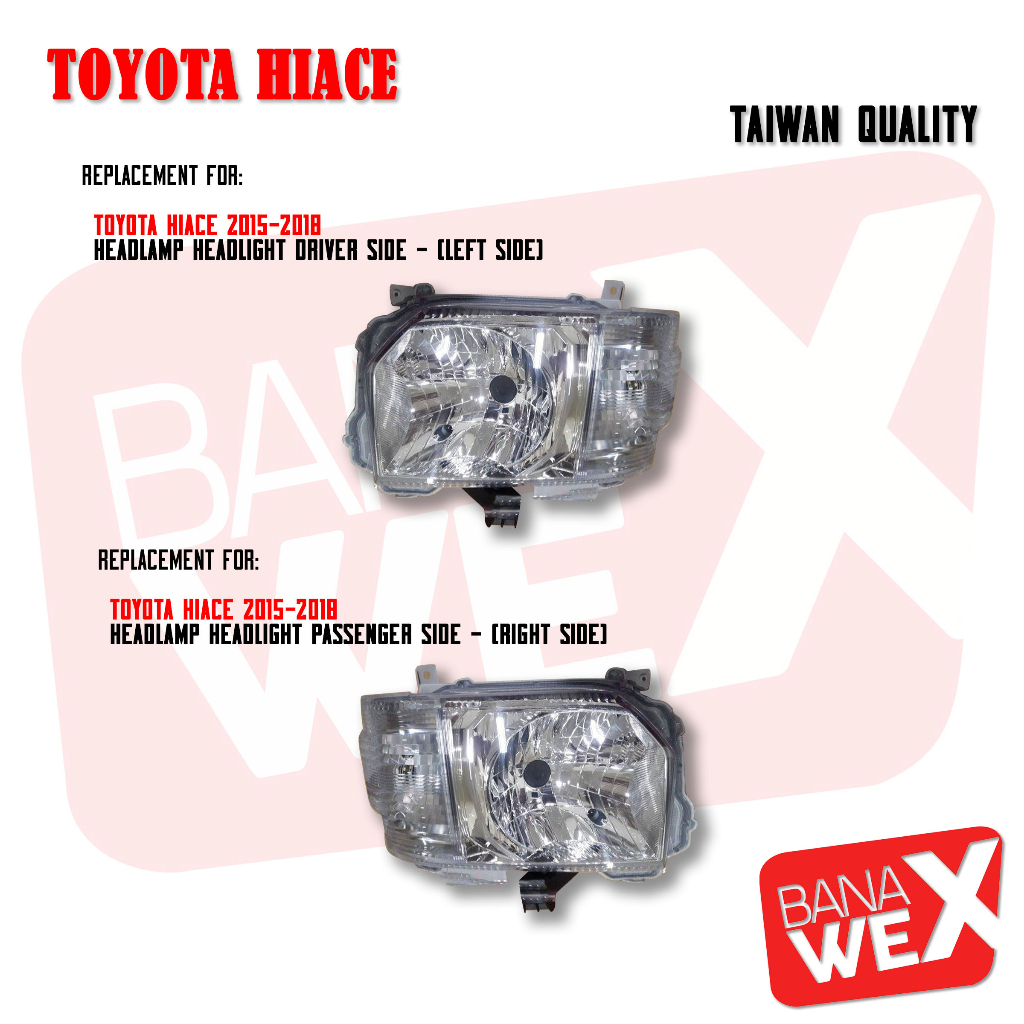 Banawex Toyota Hiace 2015-2018 Model - Headlamp Headlight Assembly ...