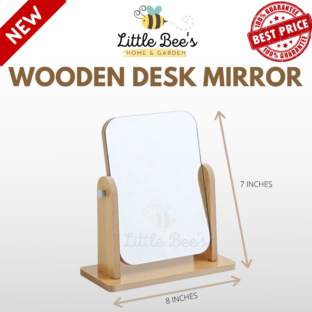 NEW! Aesthetic Wooden Desk Mirror | Makeup Mirror | Portable Travel ...