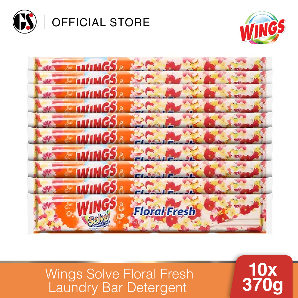 Wings Solve Floral Fresh Laundry Bar Detergent 370g Set of 10 | Shopee ...