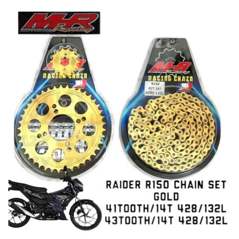 MHR Raider R150 Sprocket Gold Chain Set Motorcycle (39T-14T X 428H-132L ...