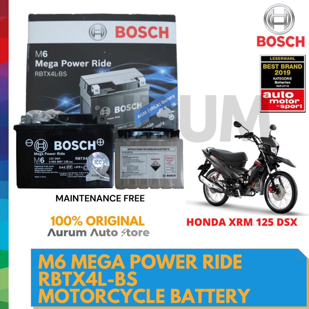 Bosch 4L battery for Honda XRM 125 DSX, Bosch battery | Shopee Philippines