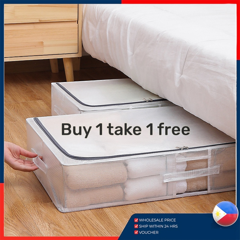 【BUY 1 TAKE 1】60-90L Under Bed Storage Box PVC Foldable Storage Box ...
