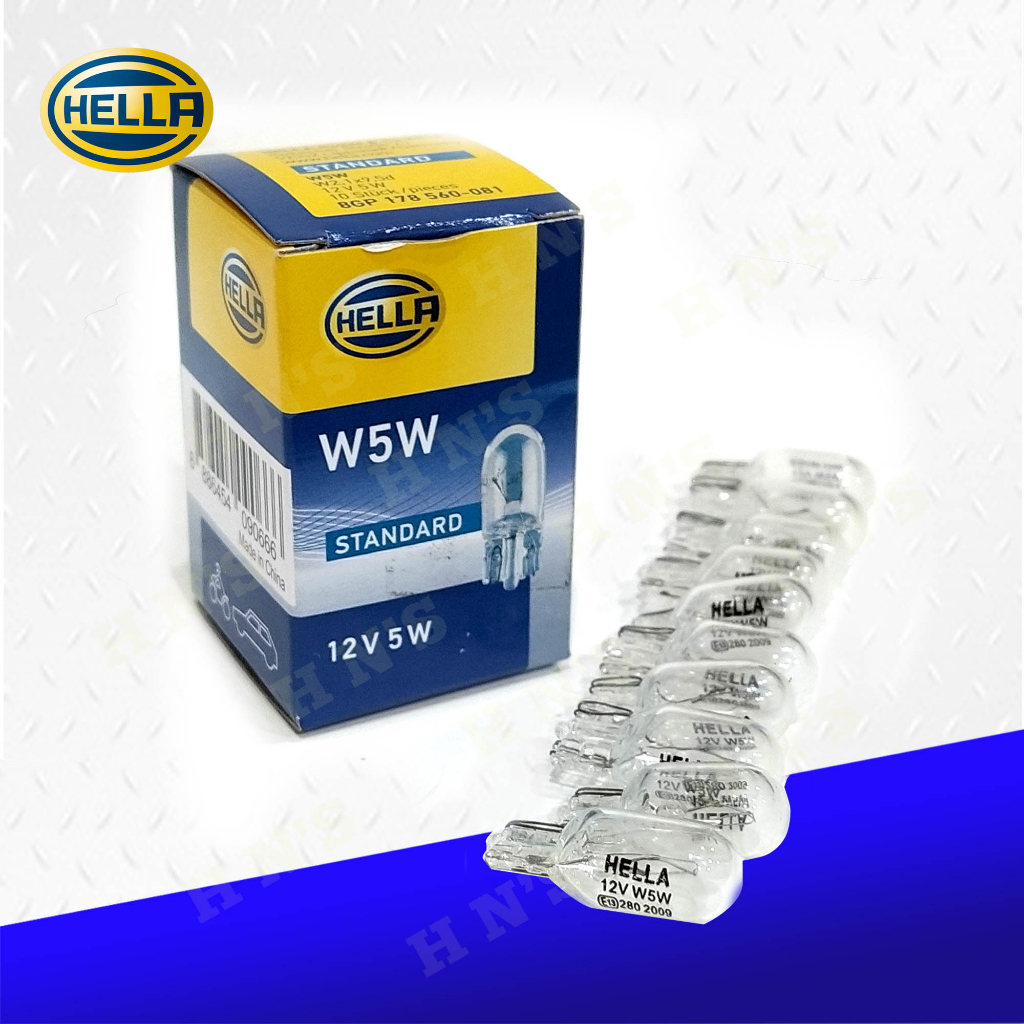 Hella T10 Standard Crystal Bulb 12V 5W - 10 pcs ( 8GP 178 560-081 ) | Shopee Philippines