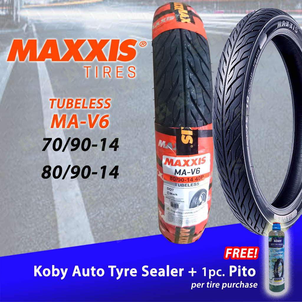 MAXXIS MAV6 Tubeless Tires RIM 14 ( 70/90-14 , 80/90-14 ) with FREE SEALANT and Pito | Shopee ...