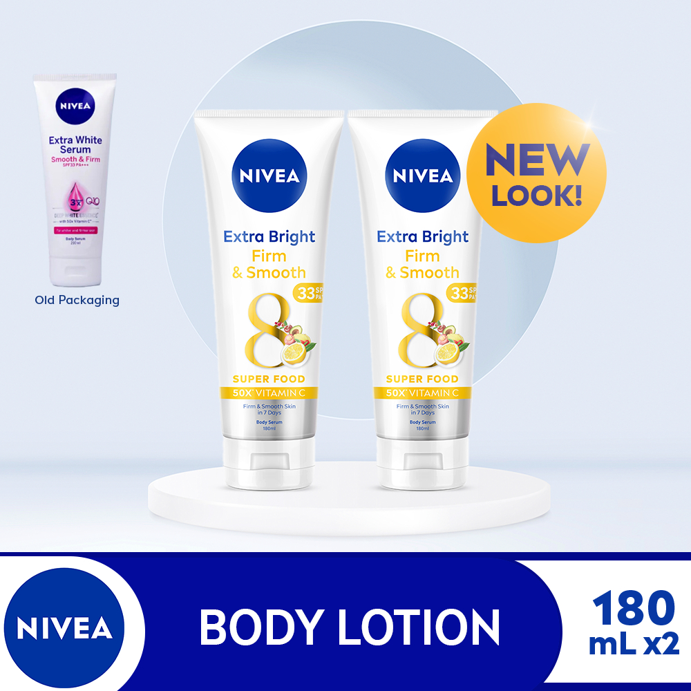 PACK OF 2 NIVEA Body Serum Extra Bright Firm and Smooth with SPF 33 ...