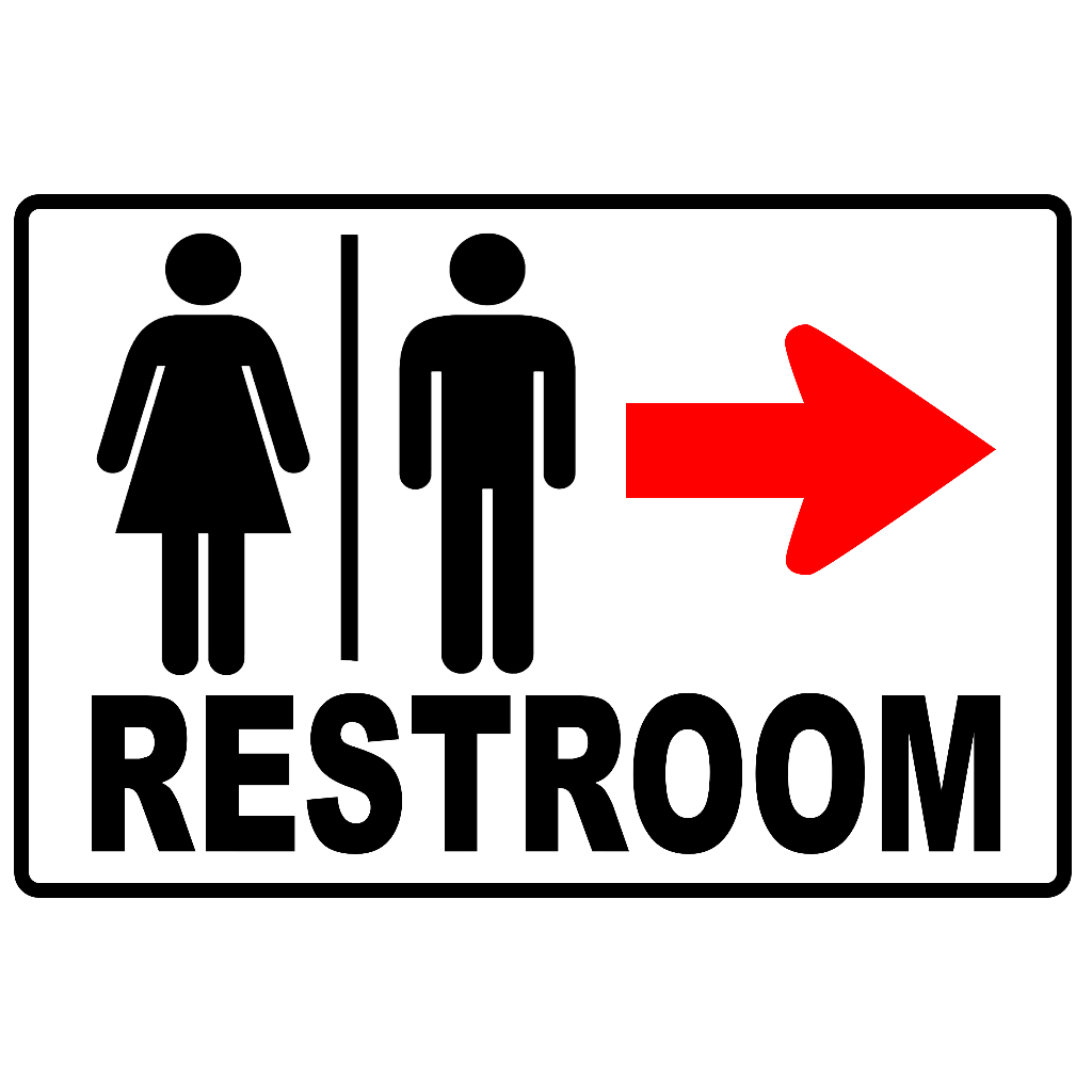 SIGN RESTROOM WITH ARROW DIRECTIONS SIGNAGE PVC TYPE OR PLASTIC ...