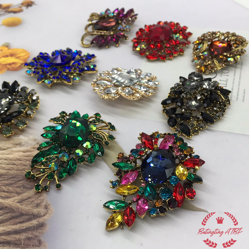 Crystal glass alloy various styles large brooches (2) | Shopee Philippines