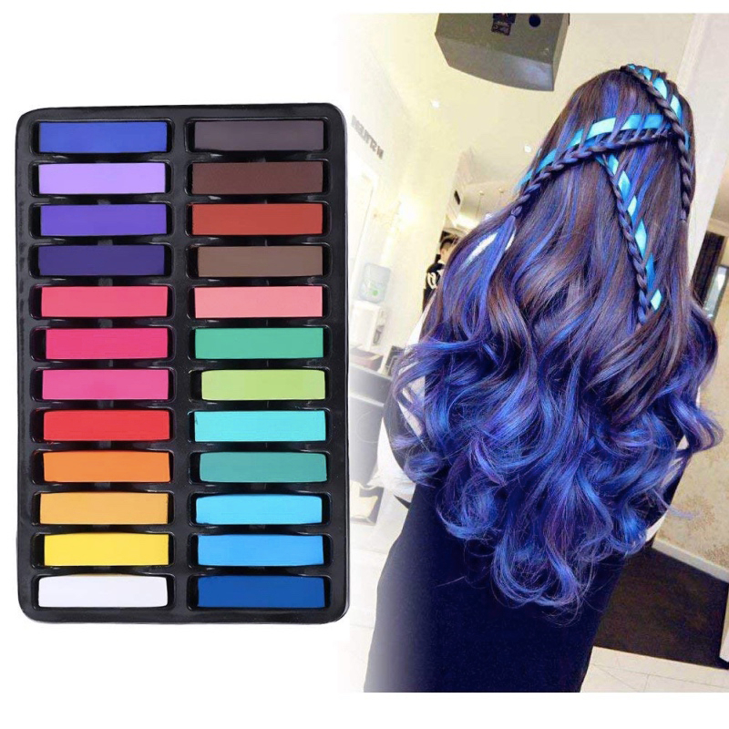 24 Color Hair Color Chalk Set Temporary Hair Chalk Halloween Christmas ...