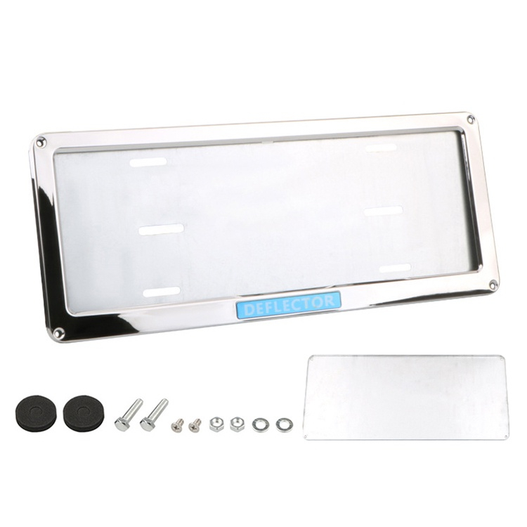 2Pcs License Plate Frame with Cover Chrome Stainless Universal Car ...