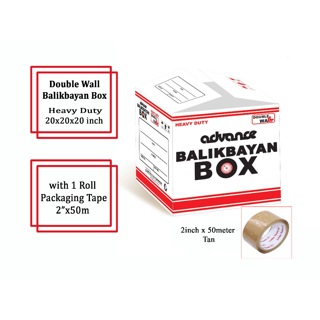 Double Wall Heavy Duty White Balikbayan Box with 1roll Packaging Tape ...