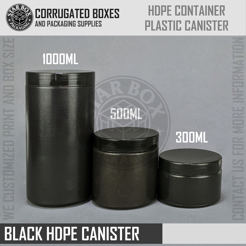 Starbox Black HDPE Plastic Container Canister Black Storage Canister ...