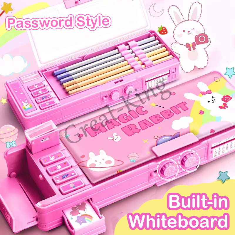 girls pencil case Button Deformation Code Lock Girls' Stationery Box ...