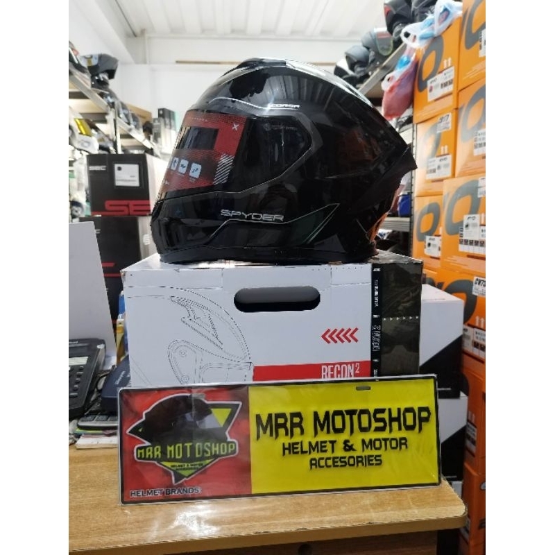spyder corsa gloosy black V2 fullface helmet | Shopee Philippines