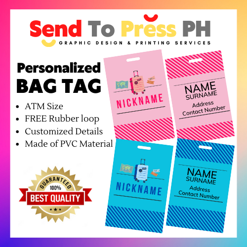 Personalized Bag Tag / Luggage Tag with Ready Made Design (TRAVEL THEME ...