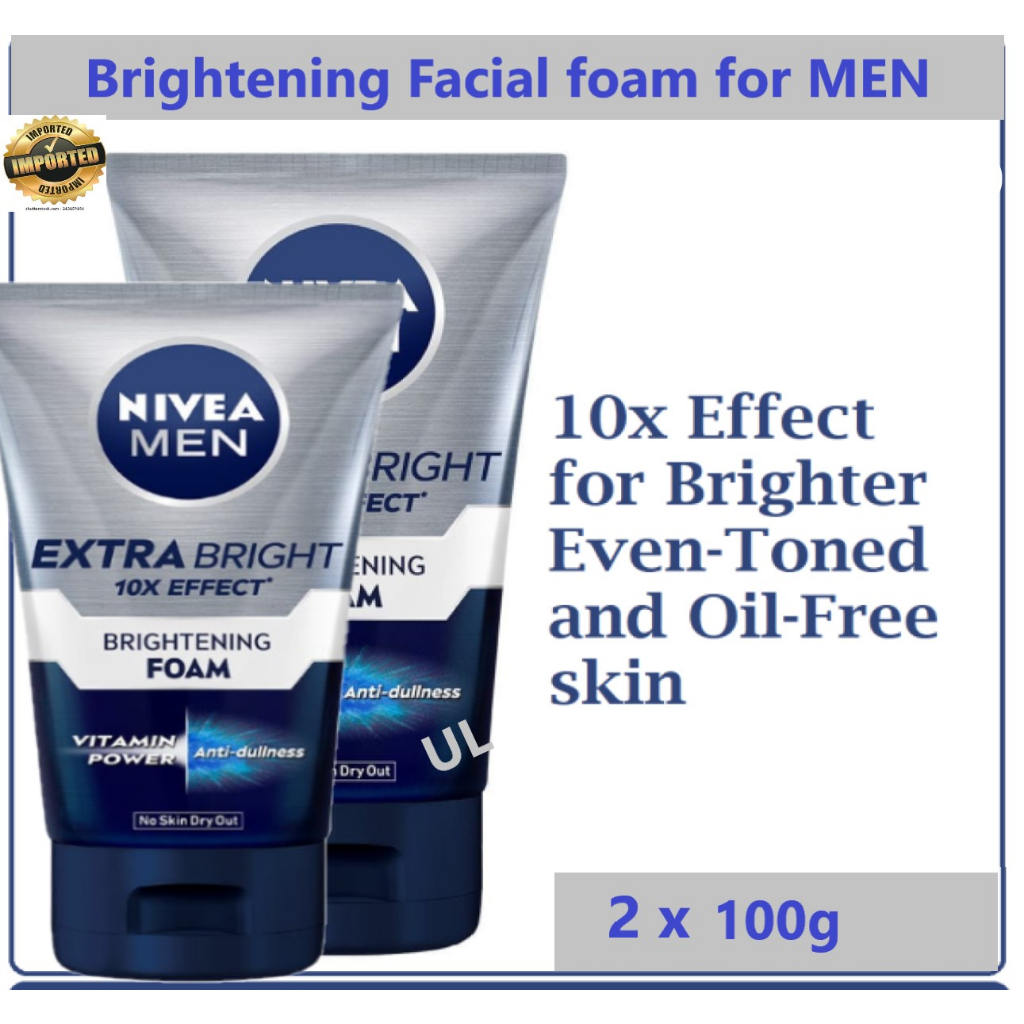 SET NIVEA MEN Extra Bright 10X Effect Brightening Foam 100 g / Anti ...