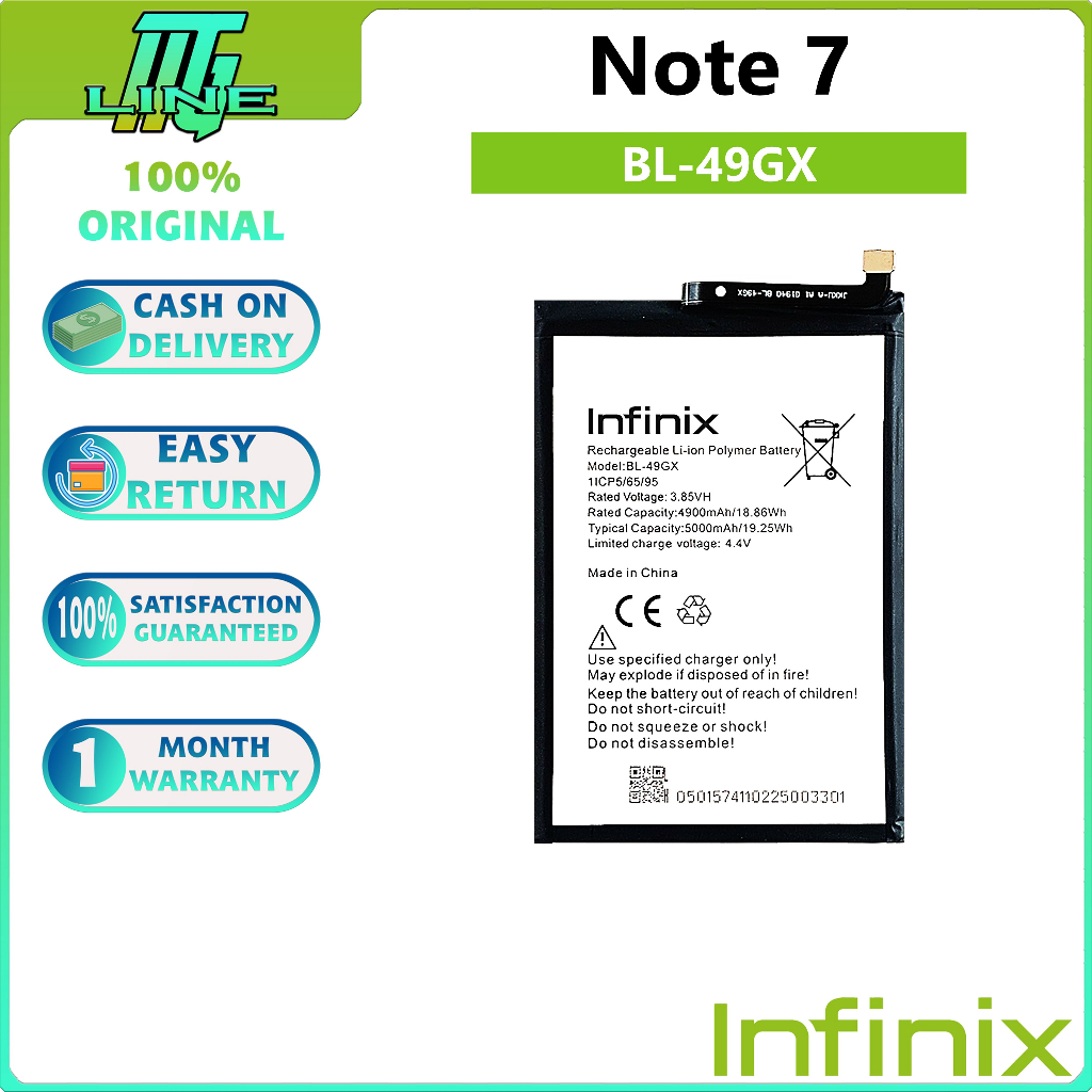 Original Infinix Note 7 Battery BL-49GX 5000mAh Capacity | Shopee ...