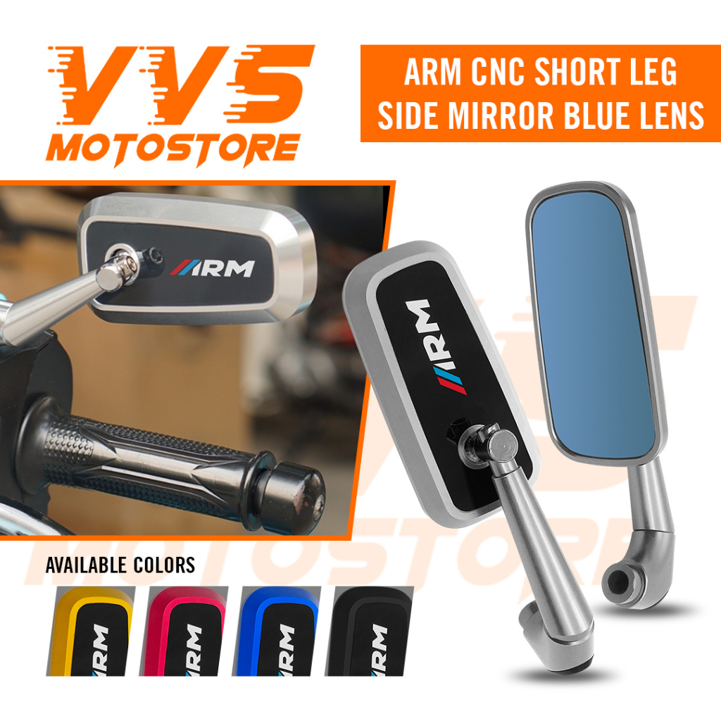 ARM Cnc Short Leg Side Mirror Blue Lens Heavy Duty Material Made in ...