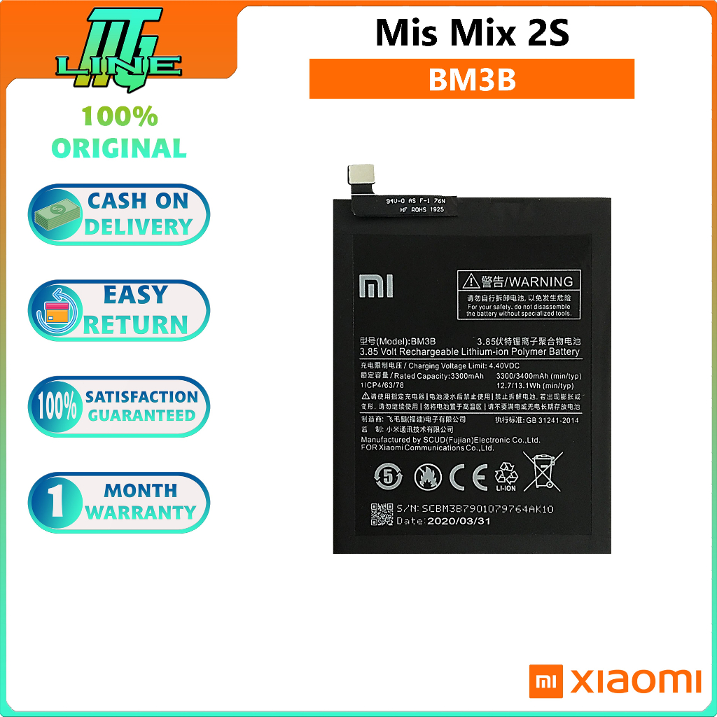 Original Xiaomi Mi Mix 2S Battery BM3B 3300mAh Capacity | Shopee ...
