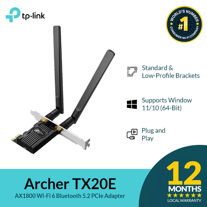 TP-Link Archer TX20E AX1800 Wi-Fi 6 Bluetooth 5.2 PCIe Adapter | Shopee ...