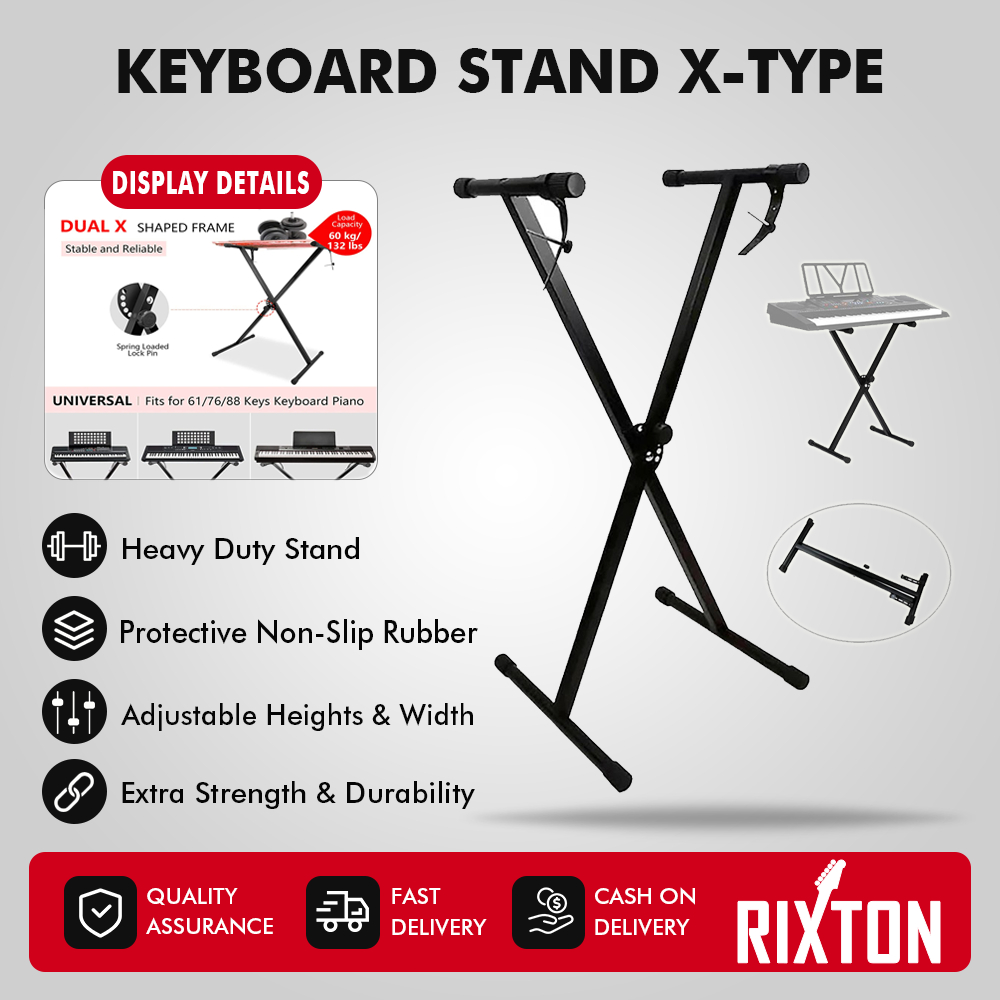 RIXTON Portable Keyboard Stand X-type Folding Piano Keyboard Rack Metal ...