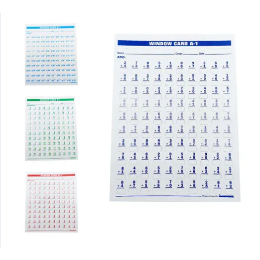 Per set/4pcs window card (M-1, S-1, A-1 and D-1) Math Card / Window ...