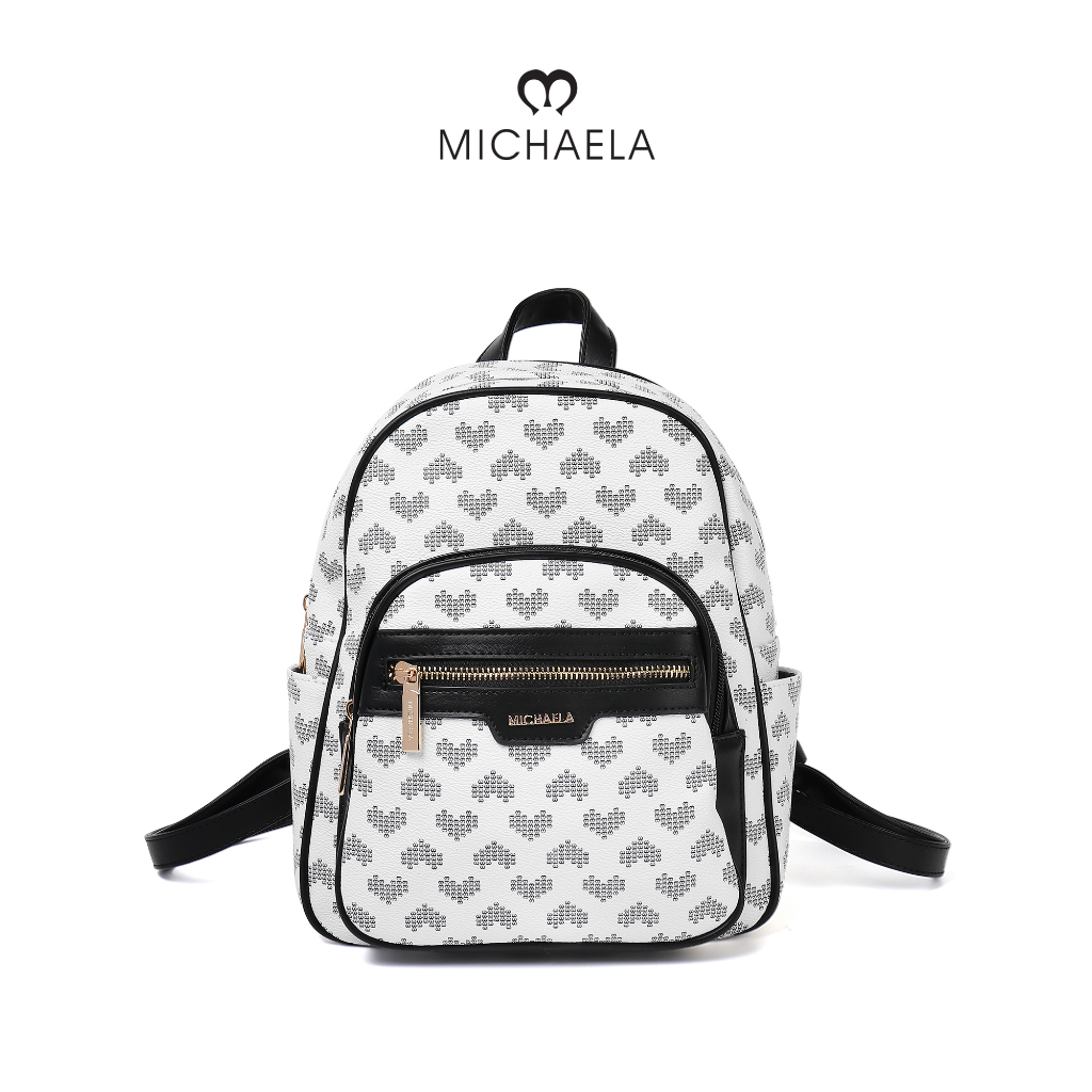 MICHAELA Adorable Heart Print Backpack Functional Roomy Bookbag for ...