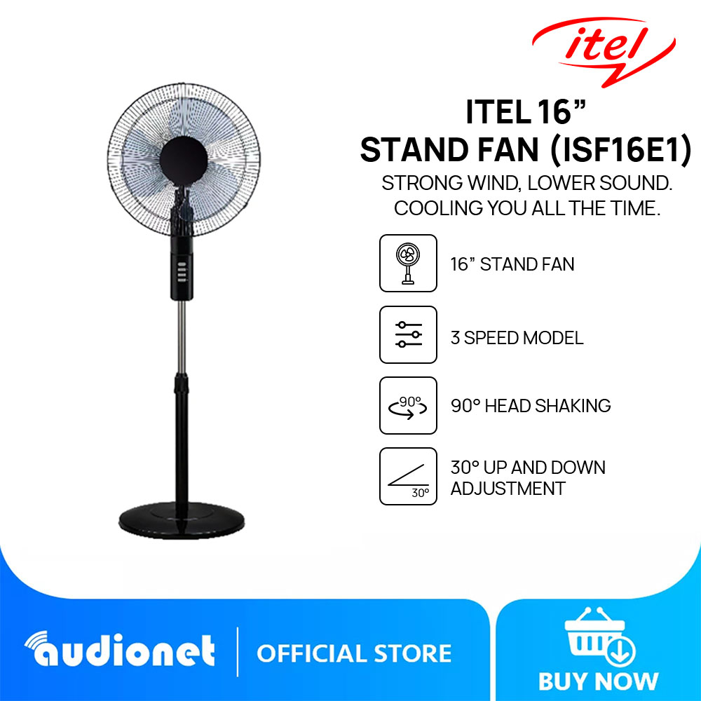 Itel 16” Stand Fan ISF16E1 | 3 Blades | 3 Speed | 50W | Shopee Philippines