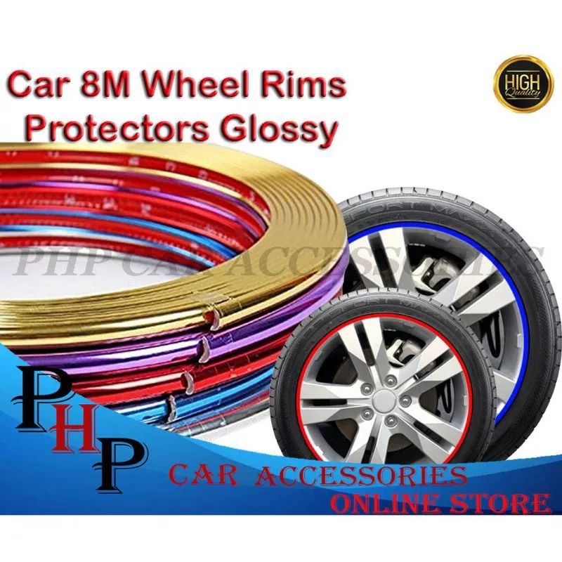 universal 8m car wheel rim protector decor decoration strip,for 4 wheel rim | Shopee Philippines