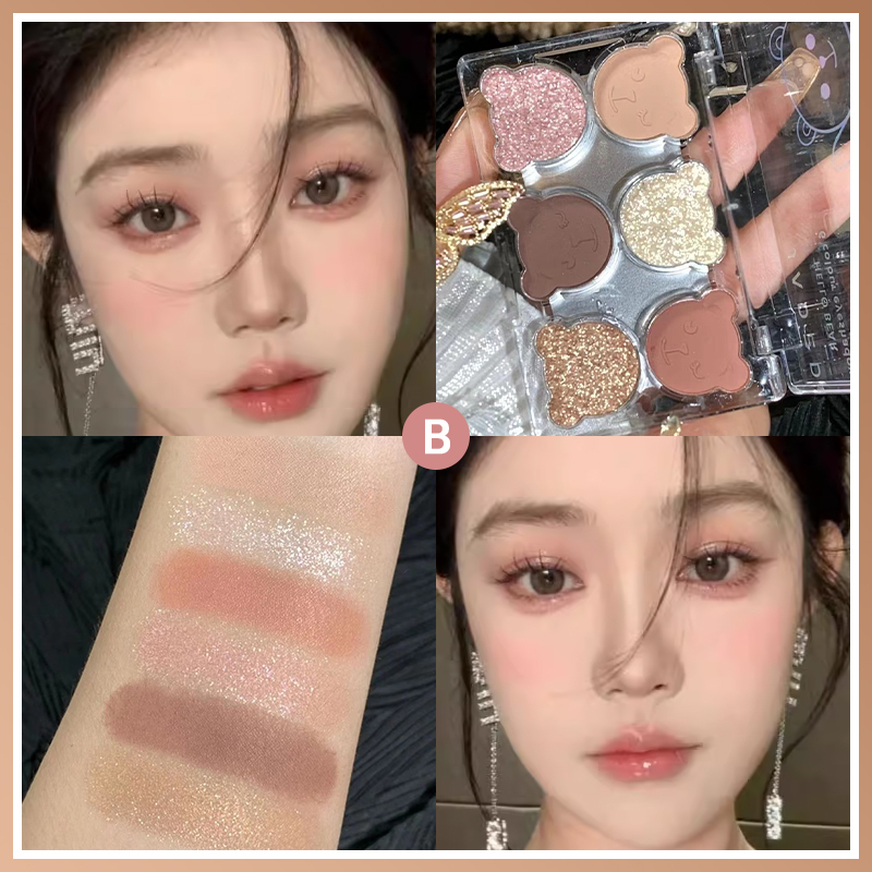 Little Bear Eye Shadow Plate Retro Matte Tone Eye Shadow Exquisite ...