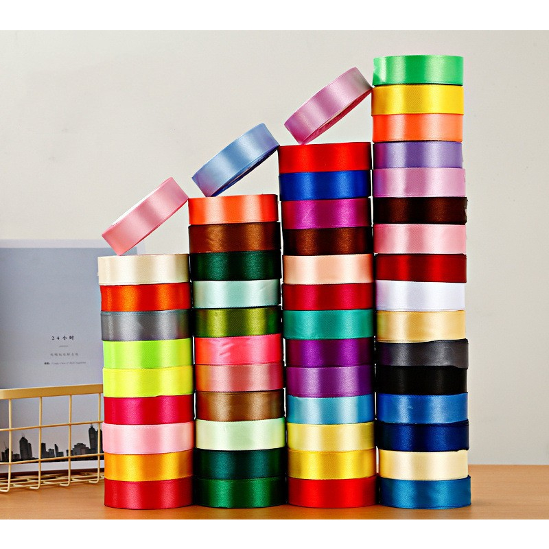 2.5cm (25 yards/roll) Satin Ribbon Roll Gift Packaging Ribbon Flower ...