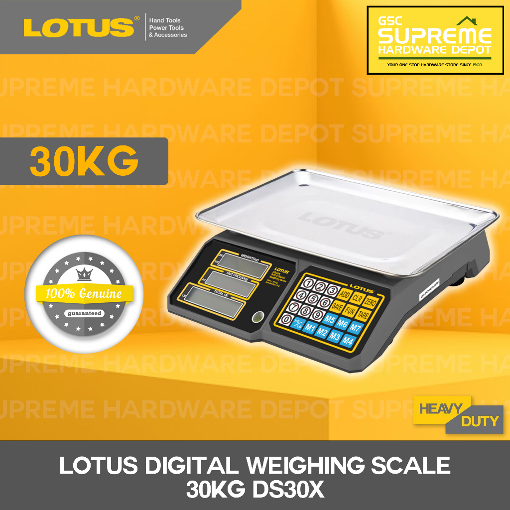 Lotus Digital Weighing Scale Electronic w/ Charger 30KG Capacity DS30X ...