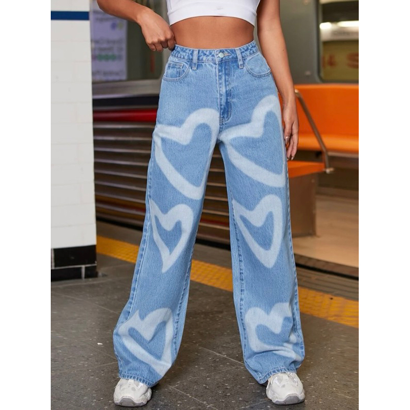 Super Sale‼️ Highwaist heart Print Wide Leg Pants (Mixed Assorted ...