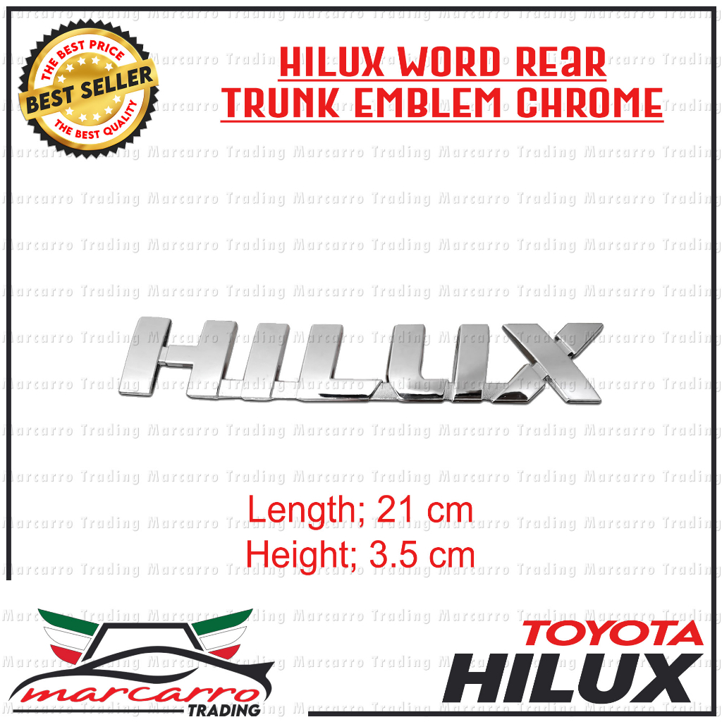 HILUX Word Rear Trunk Emblem for Toyota Hilux Chrome 2nd Design ...