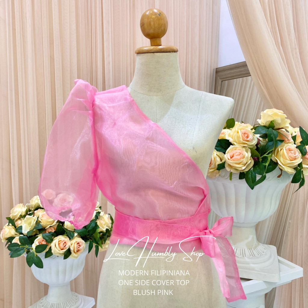 MODERN FILIPINIANA ONE SIDE COVER TOP | Shopee Philippines