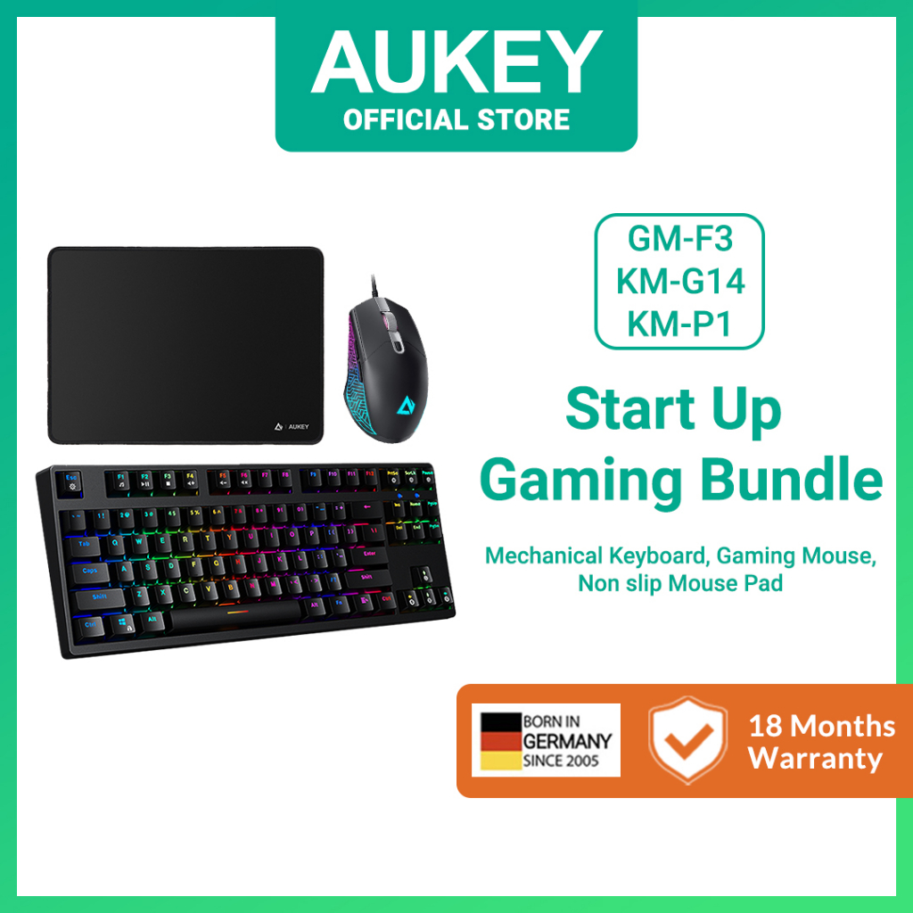 AUKEY Start Up Gaming Build with KM-G14 Mechanical Keyboard, GM-F3 ...
